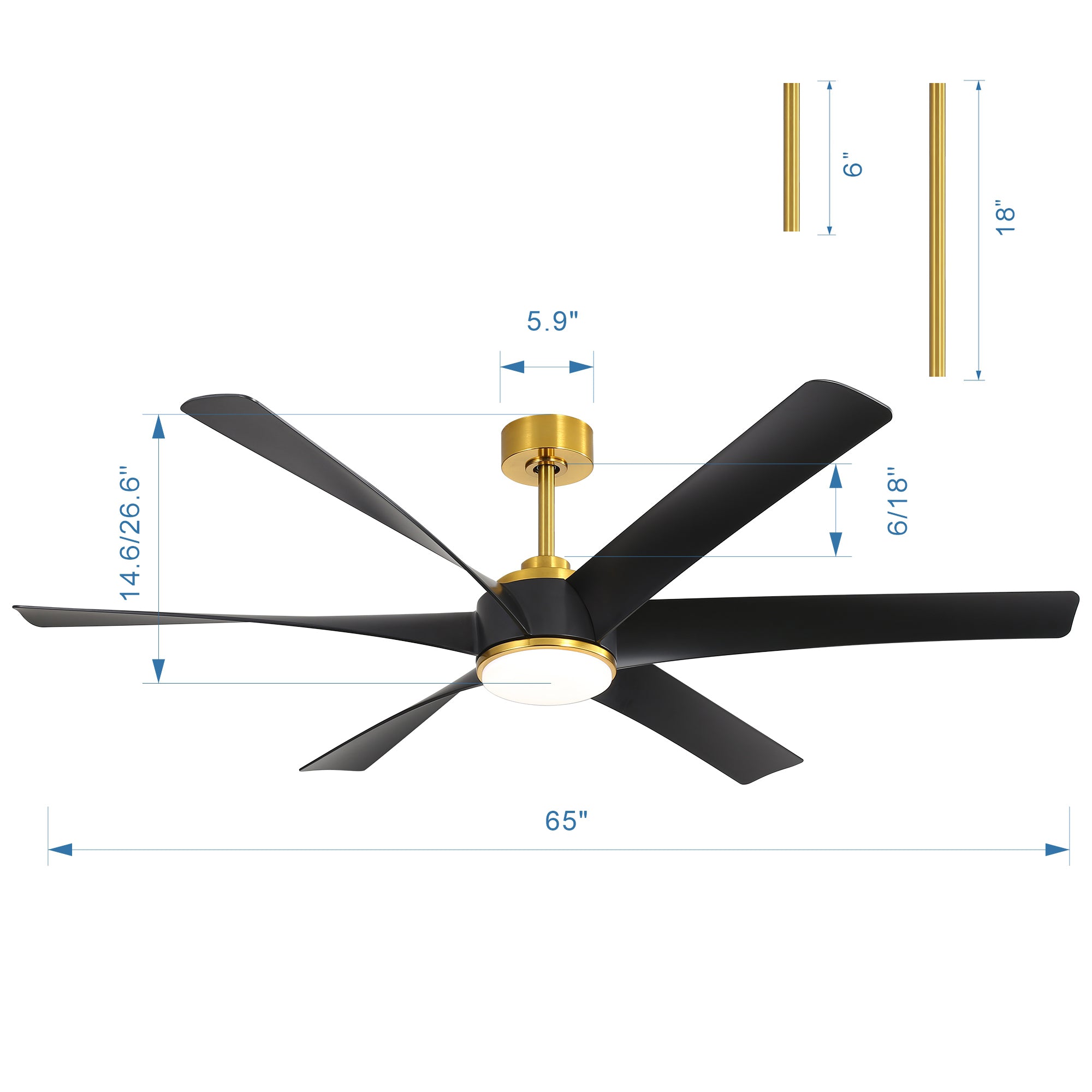 Anisten 65-in Indoor Large LED Ceiling Fan with Light Remote (6-Blade) – Breezary Ceiling Fan ...